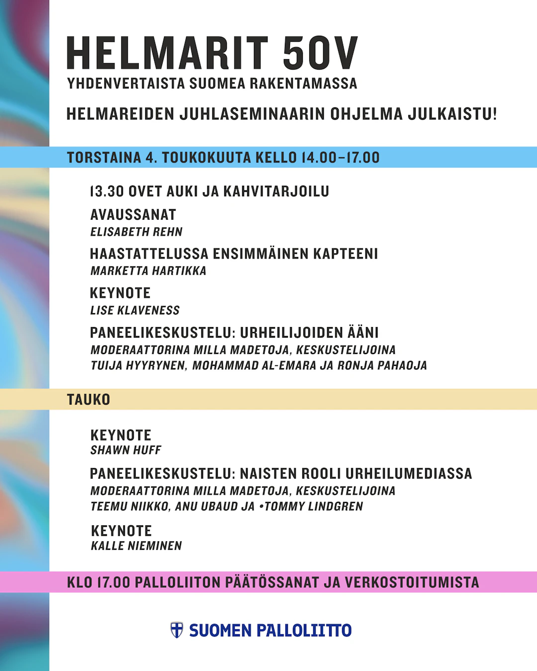 Helmareiden juhlaseminaarin ohjelma julkaistu