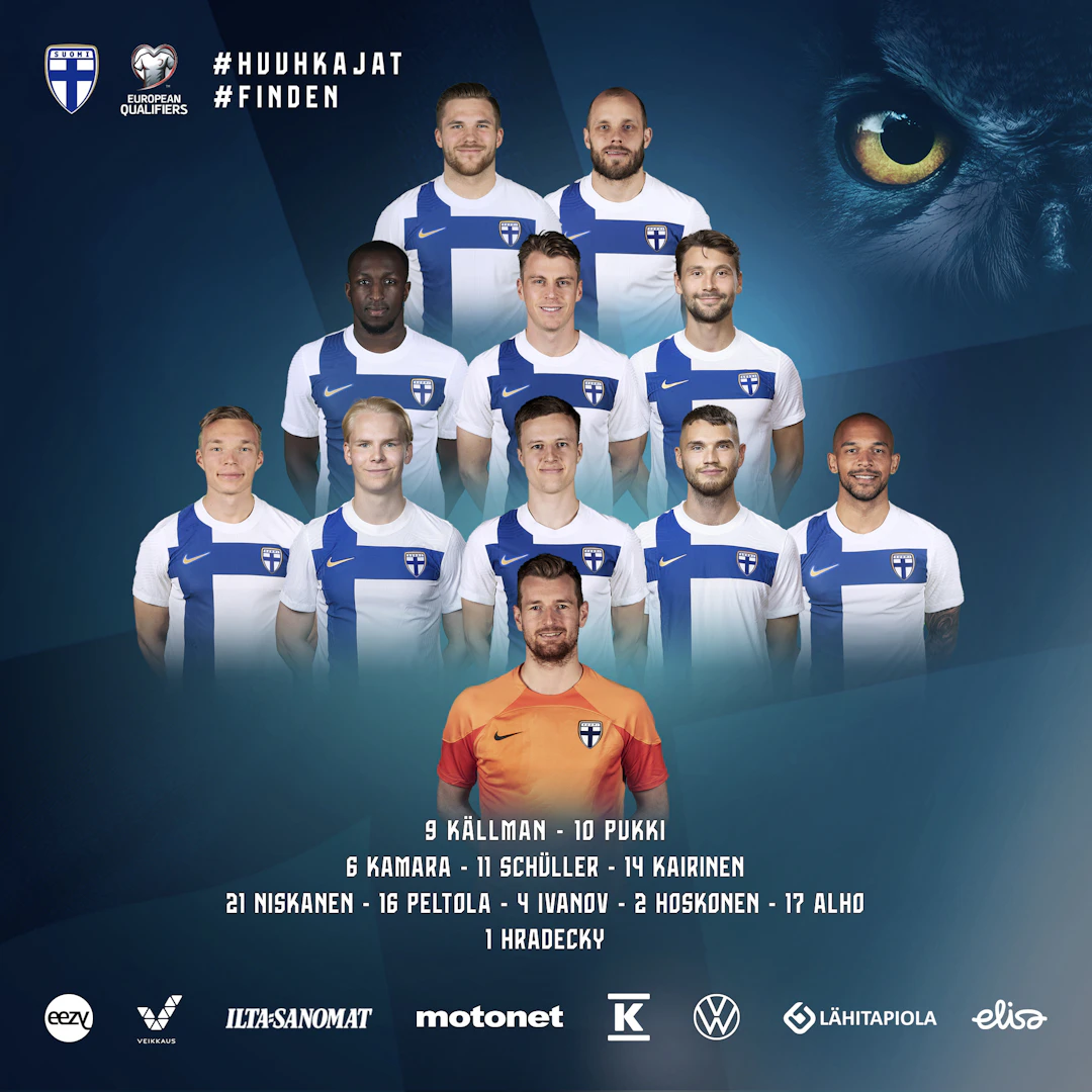 Huuhkajien avauskokoonpano Tanska-otteluun - Palloliitto.fi