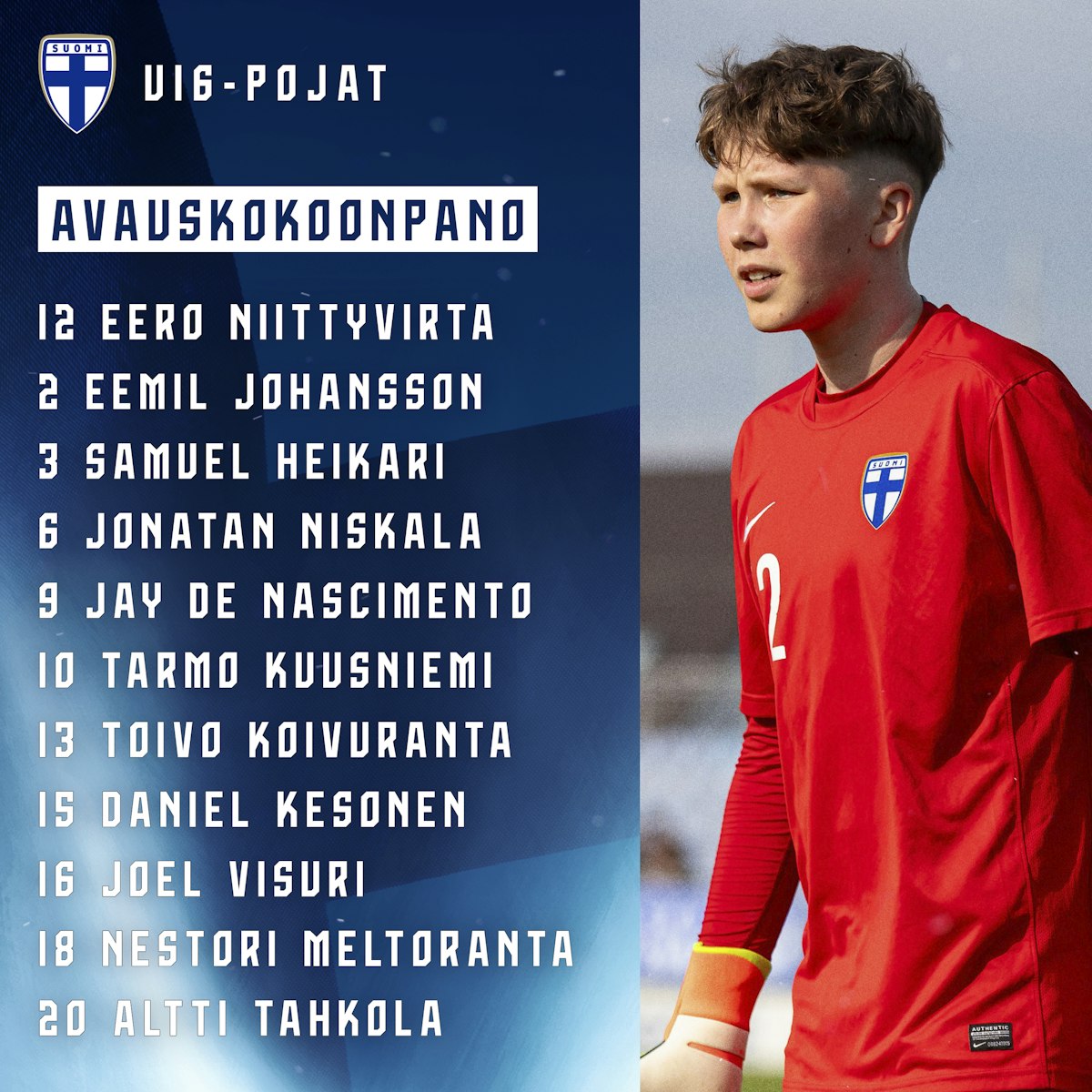 U16-poikien avaus Viroa vastaan nimetty - Palloliitto.fi