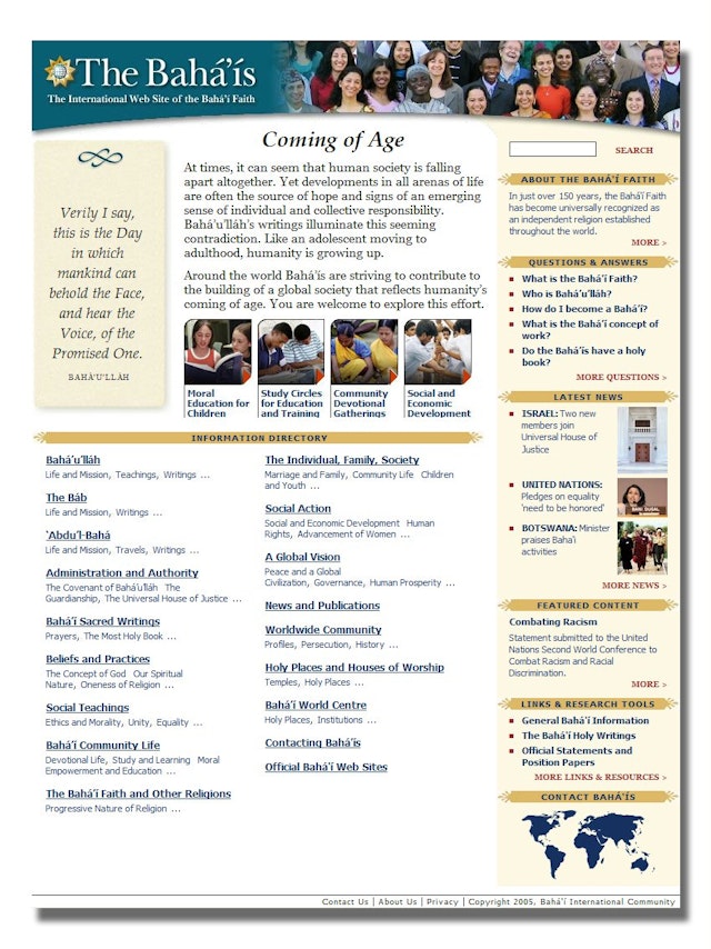 New official Baha'i Web site launched | BWNS