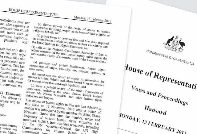 Australian MPs call upon Iran to protect human rights | BWNS