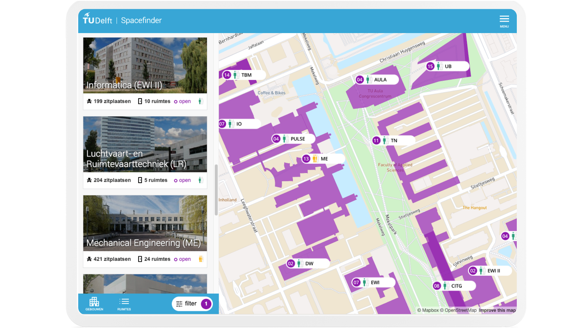 Spacefinder: Interactive map for TU Delft