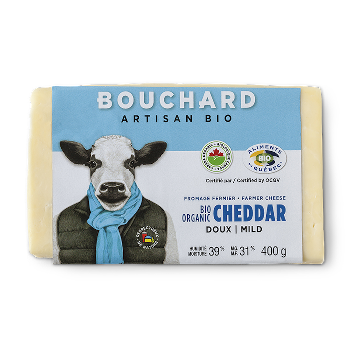 Cheddar doux Bouchard Artisan Bio | Fromages d'ici | Fromages d'ici