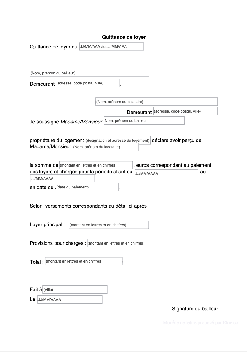 Modèle de quittance de loyer : conseils et erreurs à ne pas faire ! - Ekie
