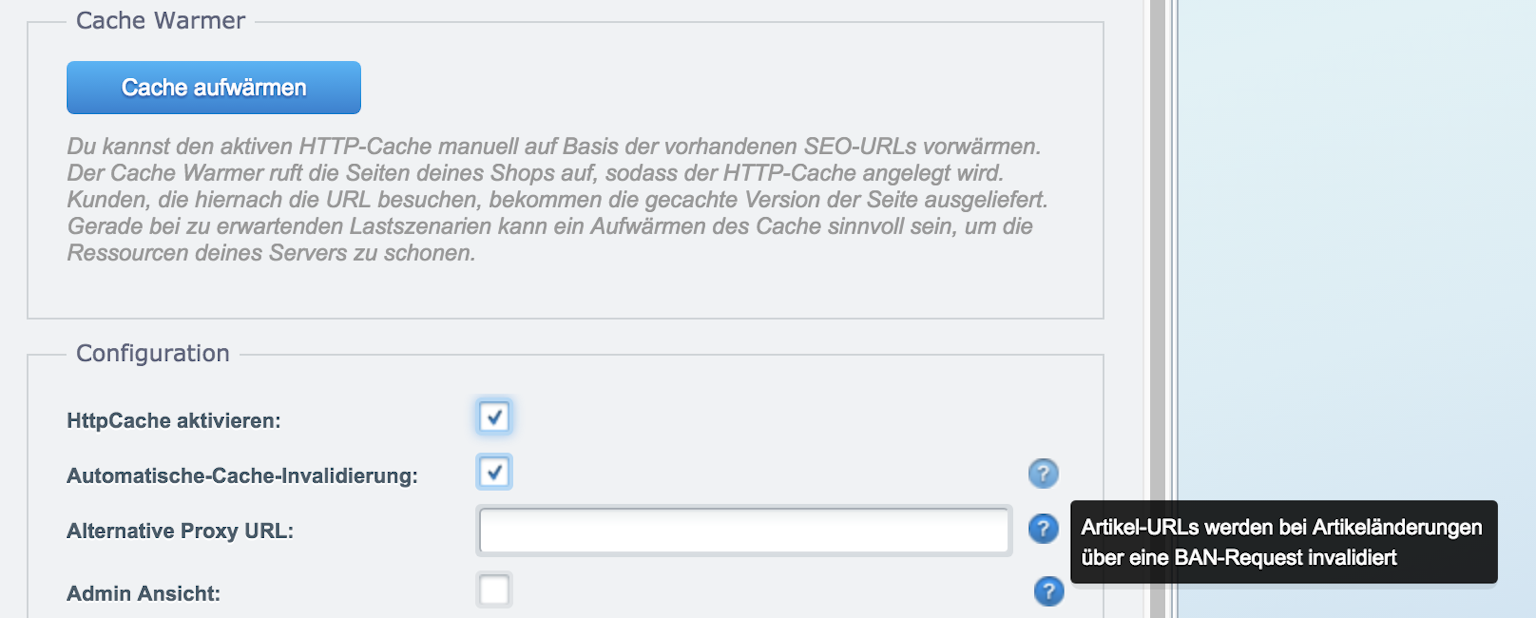 Shopware HTTP Cache Performance vs. Artikelpflege über die API