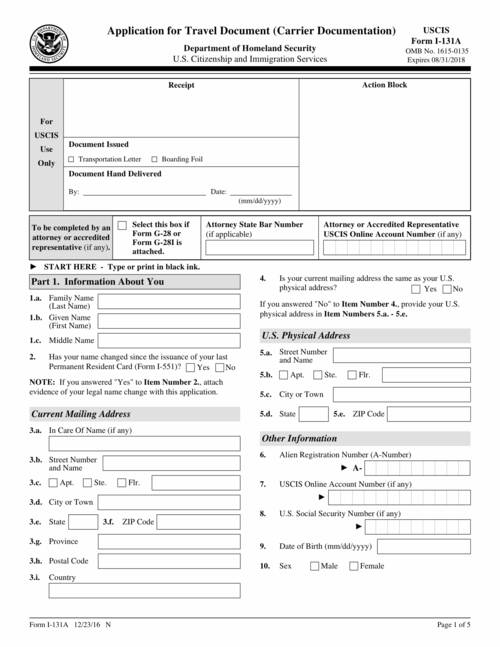 Form I-131A | Application for Travel Document (Carrier Documentation ...