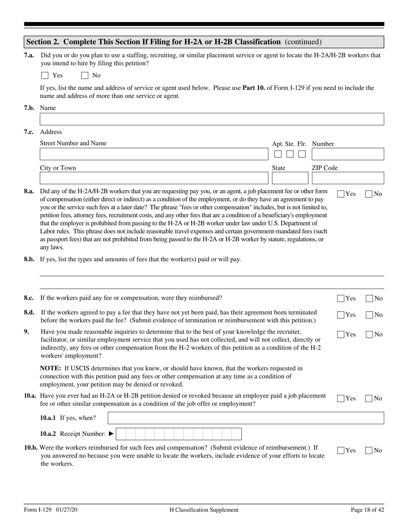 Form I-129 | Petition for a Nonimmigrant Worker