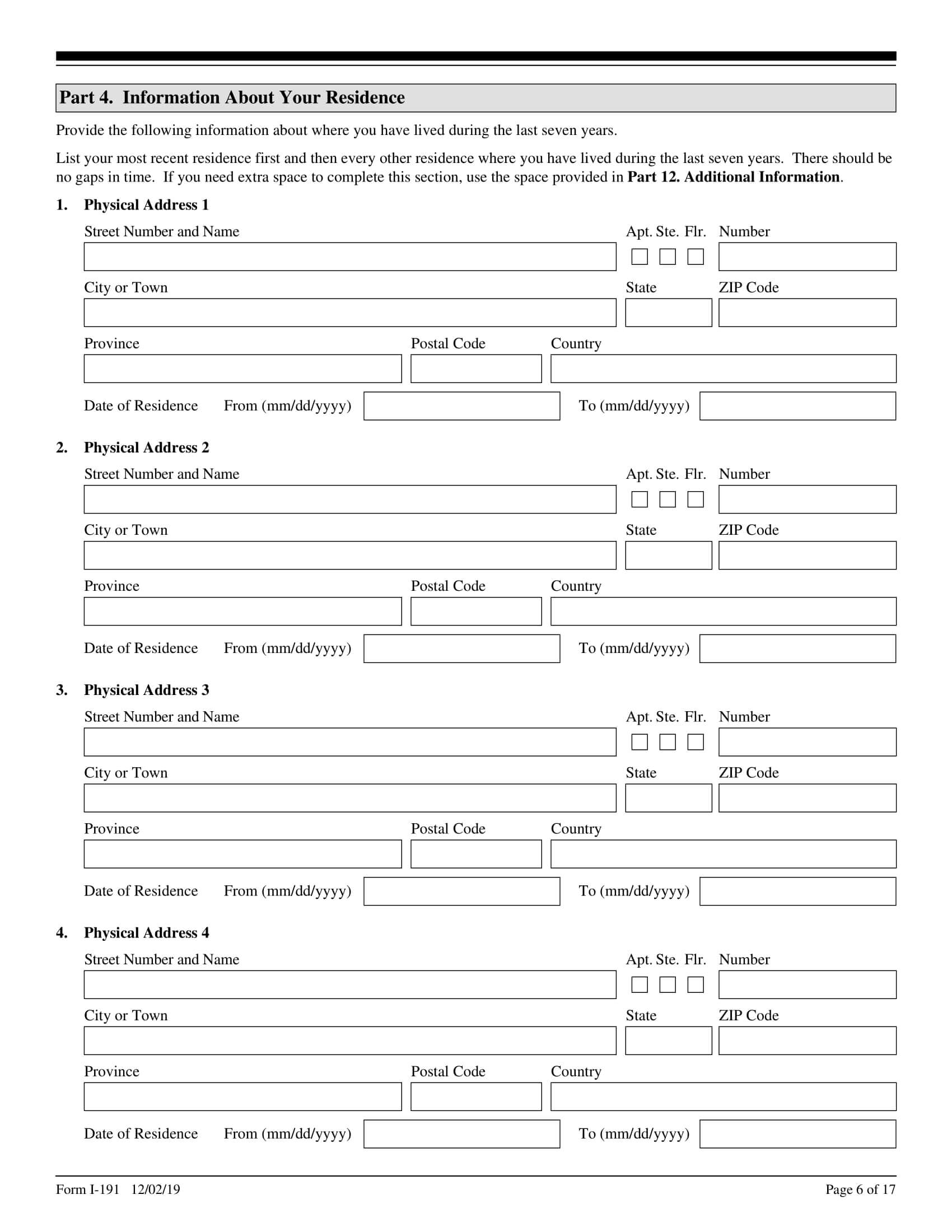 Form I-191 | Application for Relief Under Former Section 212(c) of the ...