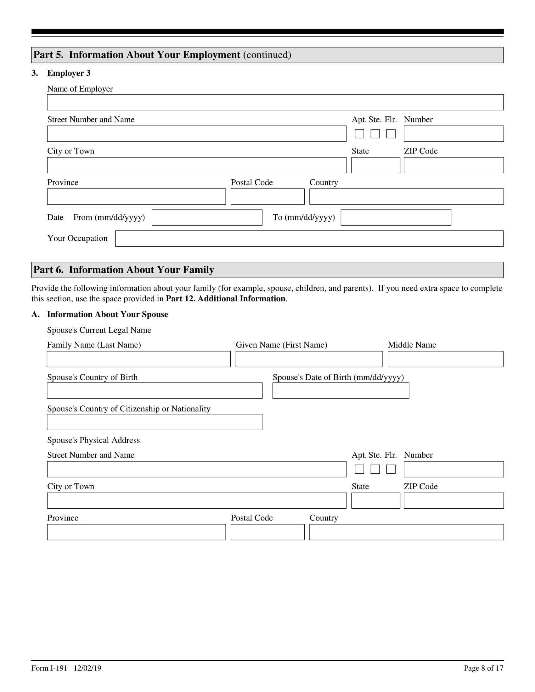 Form I-191 | Application for Relief Under Former Section 212(c) of the ...
