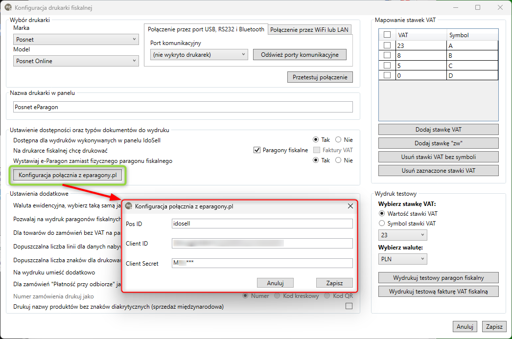Konfiguracja e-paragonów dla Printer