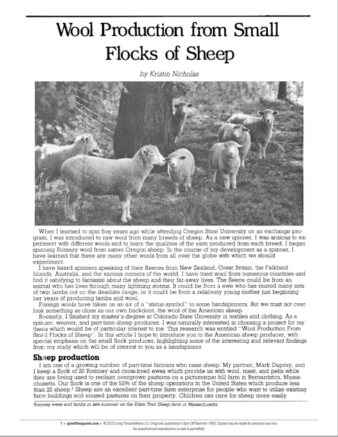 Wool Production from Small Flocks of Sheep | Spin Off Library