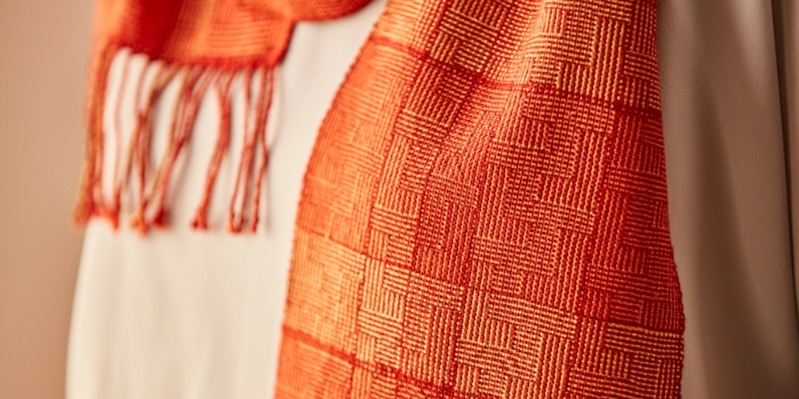 Geometric Shadow-Weave Scarf | Handwoven