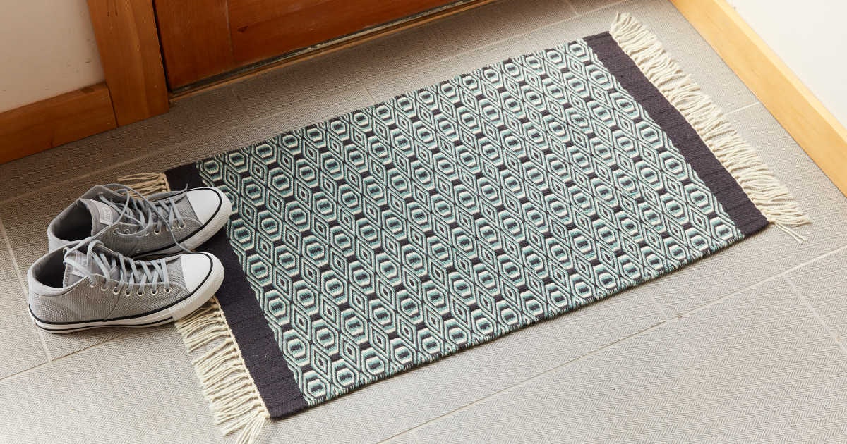 Diamonds and Bars Twill Rug | Handwoven