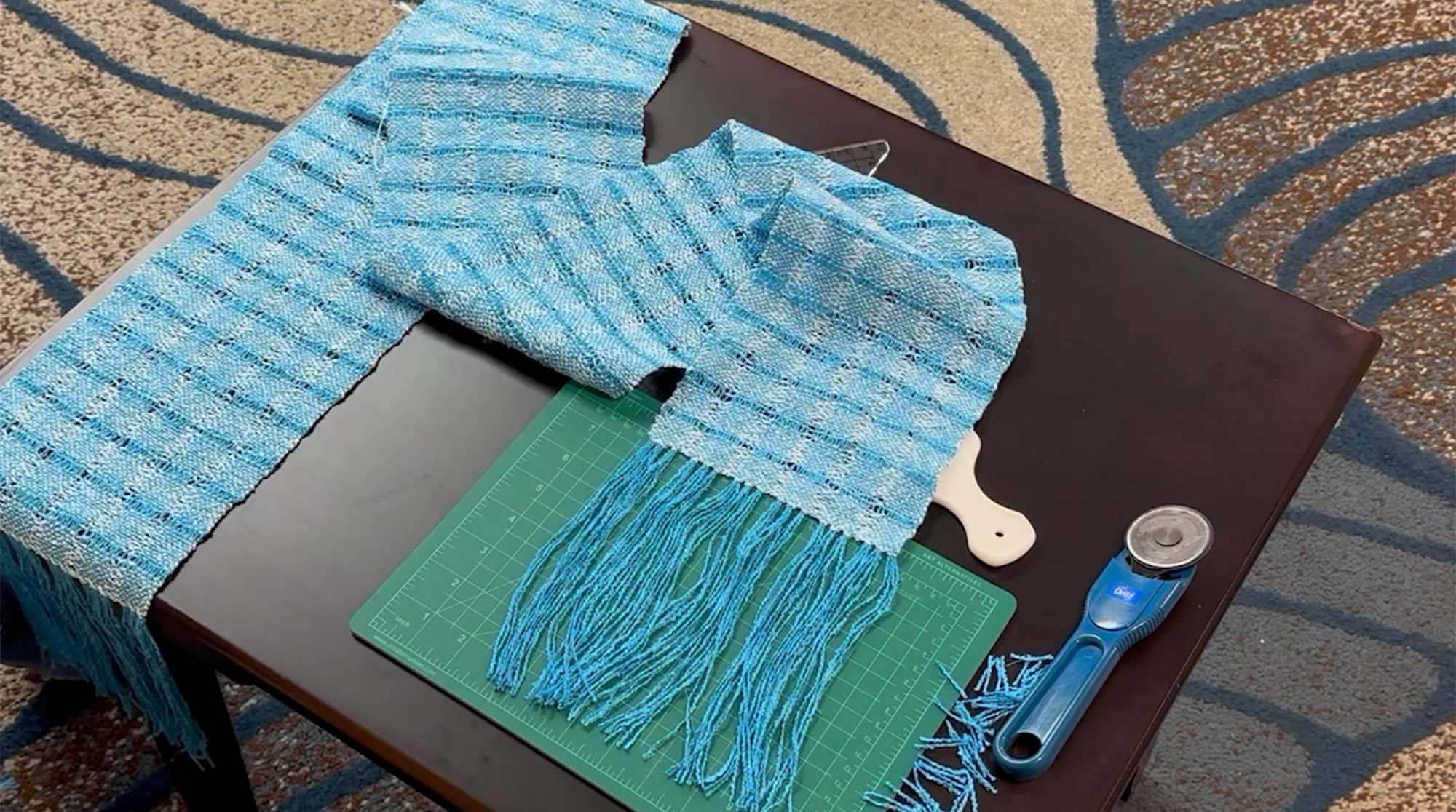Using a Rotary Cutter to Trim Fringe | Handwoven