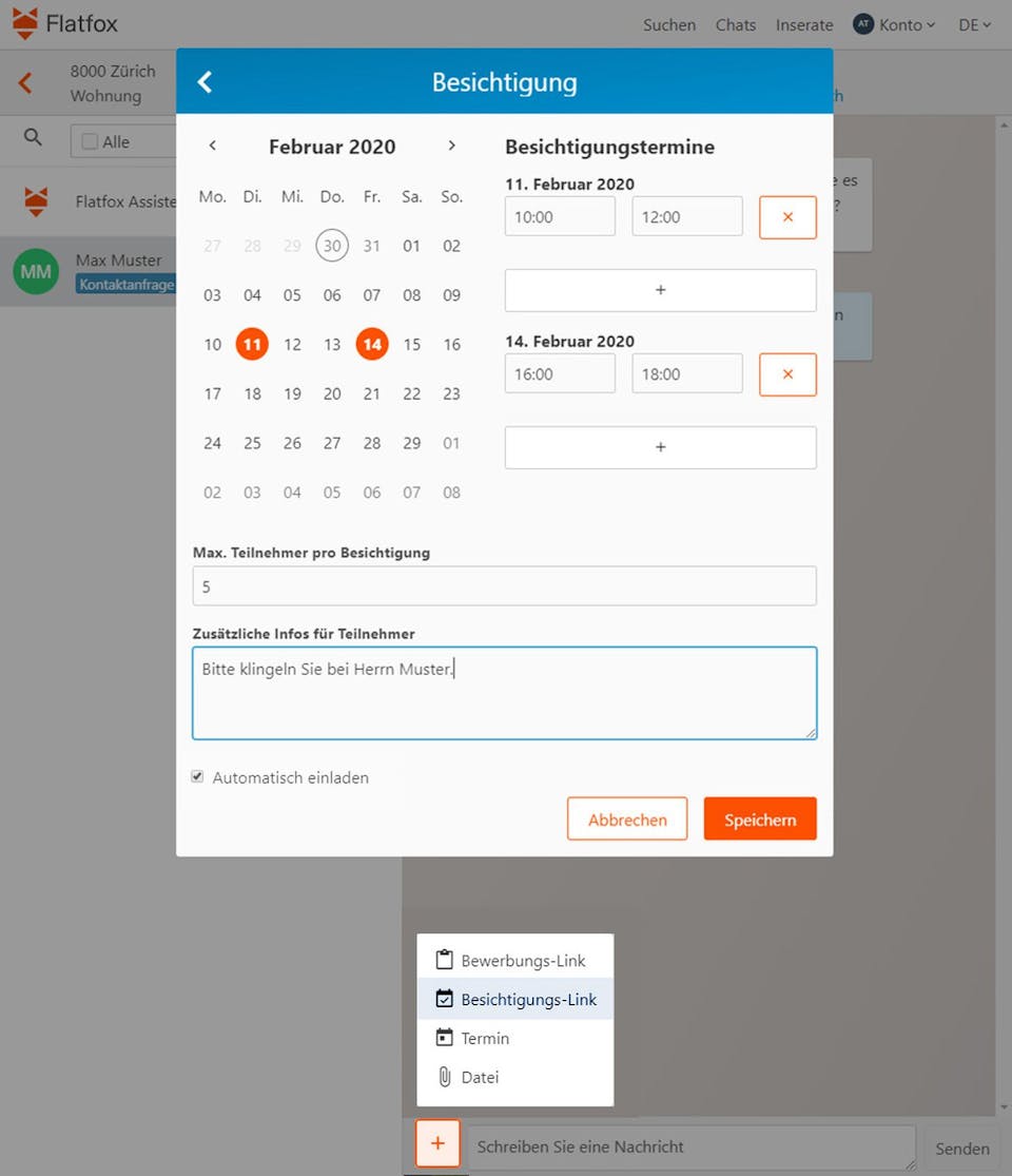 Besichtigungstermine organisieren mit Flatfox | Flatfox