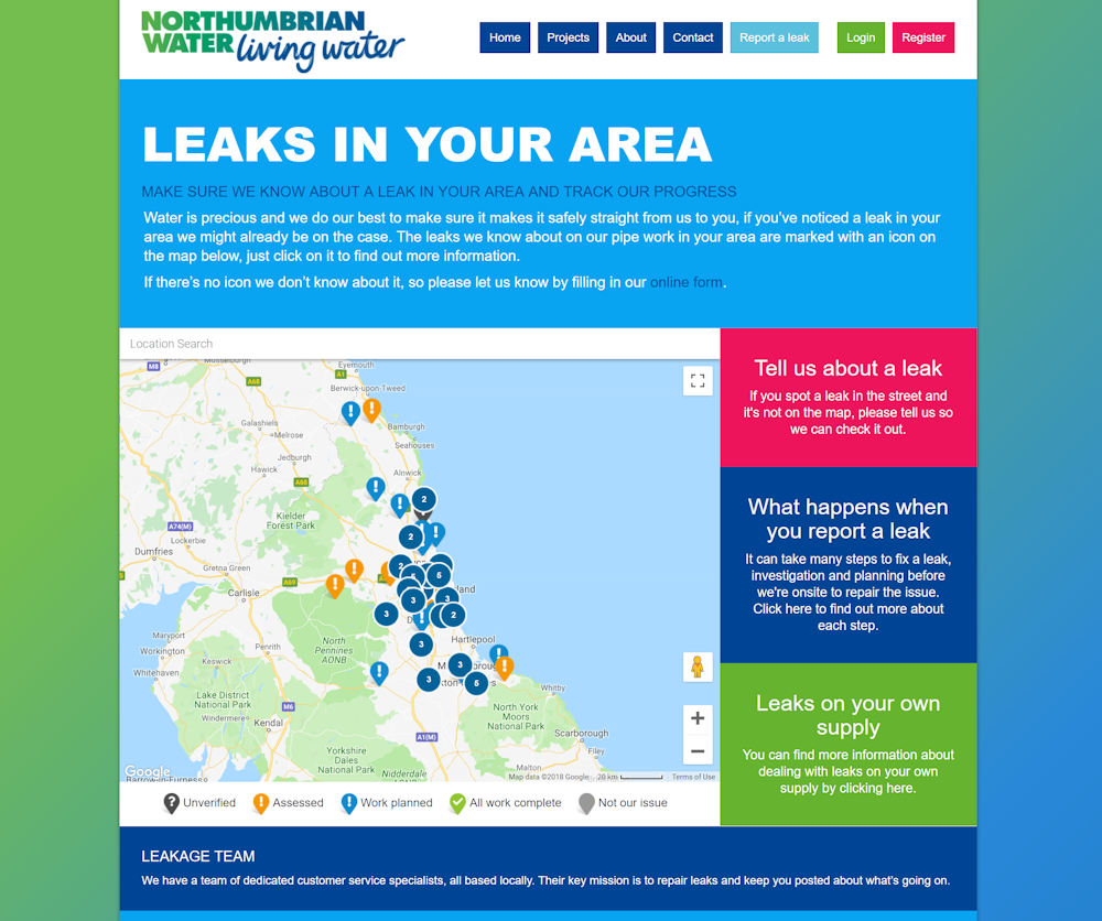 NWL & ESW launch interactive leakage map | ITS Stonbury