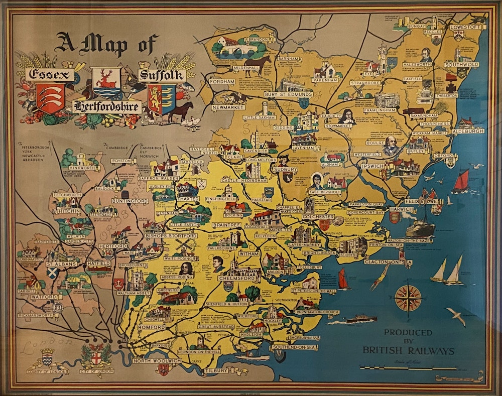 Lawrence Stone - Essex, Suffolk & Hertfordshire map - Lithograph ...