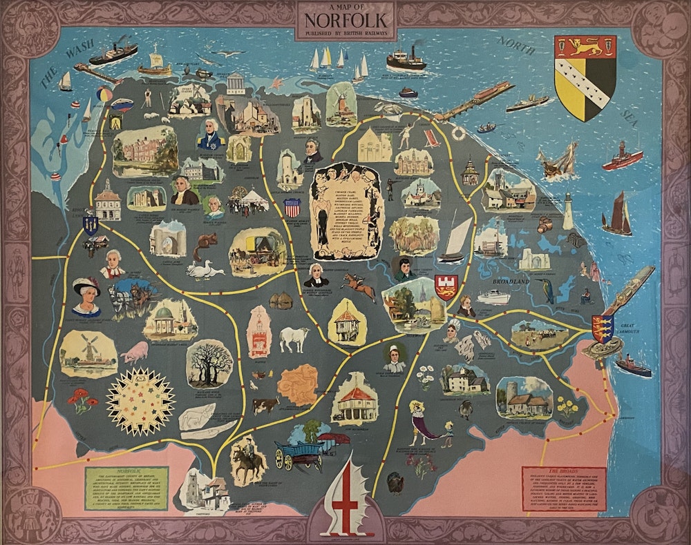 British Railways Map of Norfolk - Lithograph - Skymeadow Gallery