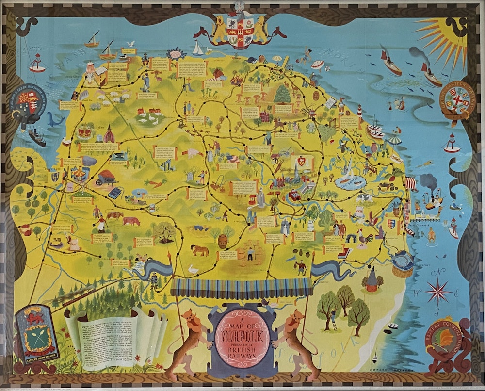 Gordon Burrows - Map of Norfolk - Lithograph - Skymeadow Gallery