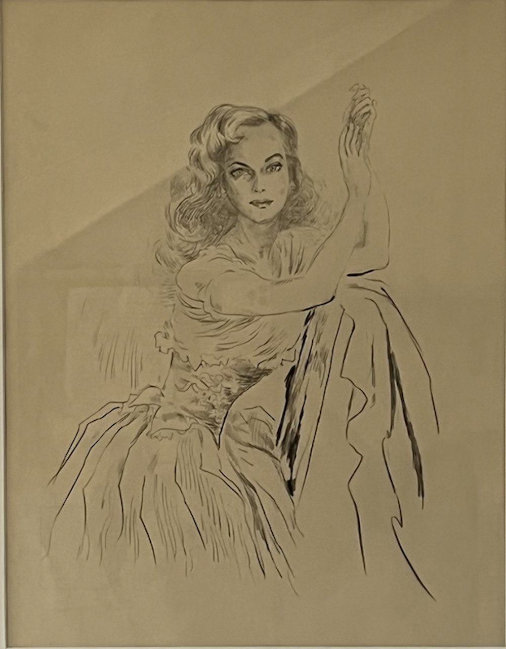 Sir Cecil Beaton - Portrait of Paulette Goddard - Pencil drawing ...