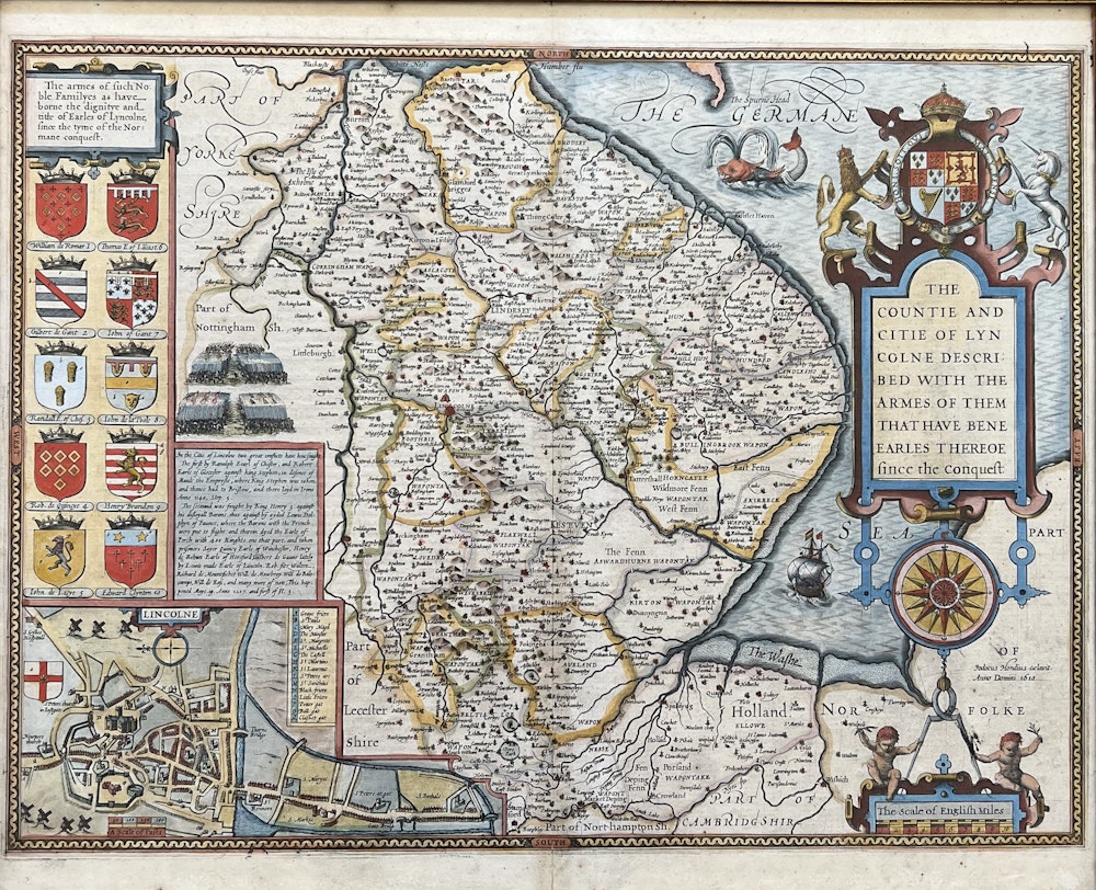 John Speed - Lincolnshire map - Lithograph - Skymeadow Gallery