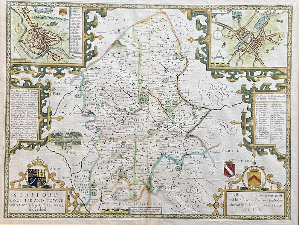 John Speed - Staffordshire map - Lithograph - Skymeadow Gallery