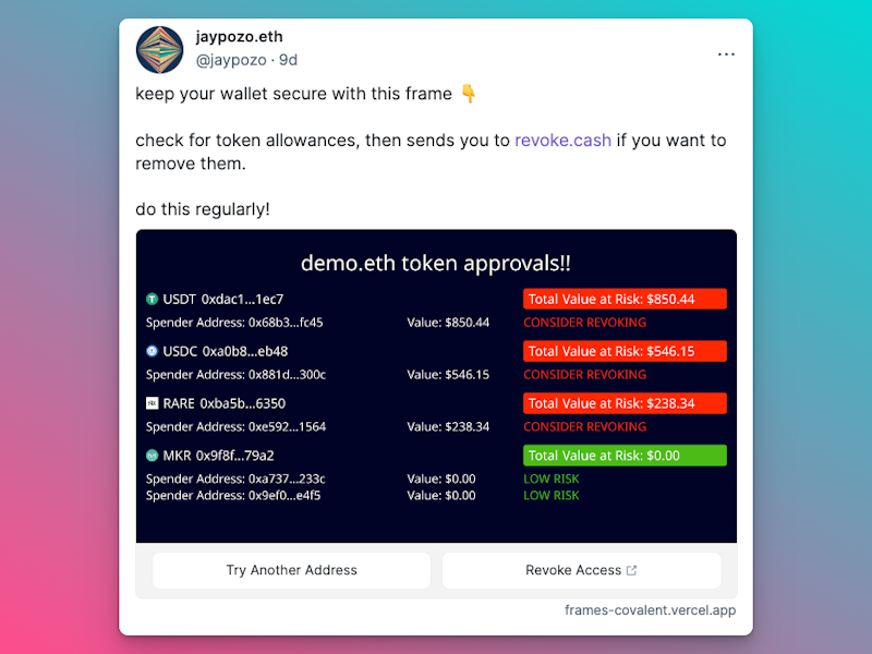 Building Farcaster Frames | GoldRush - powered by Covalent