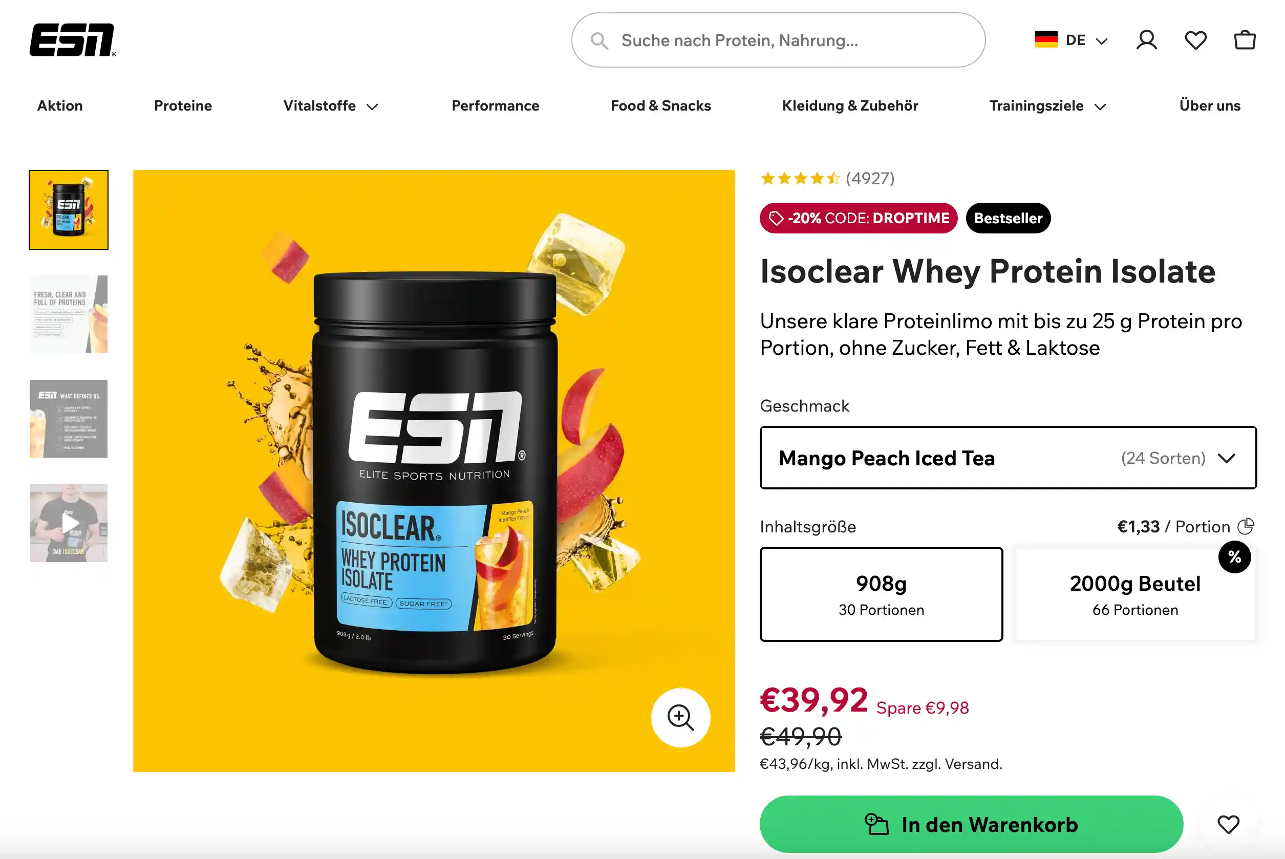 ESN Isoclear Whey Isolate im Test + meine Erfahrung 🍹