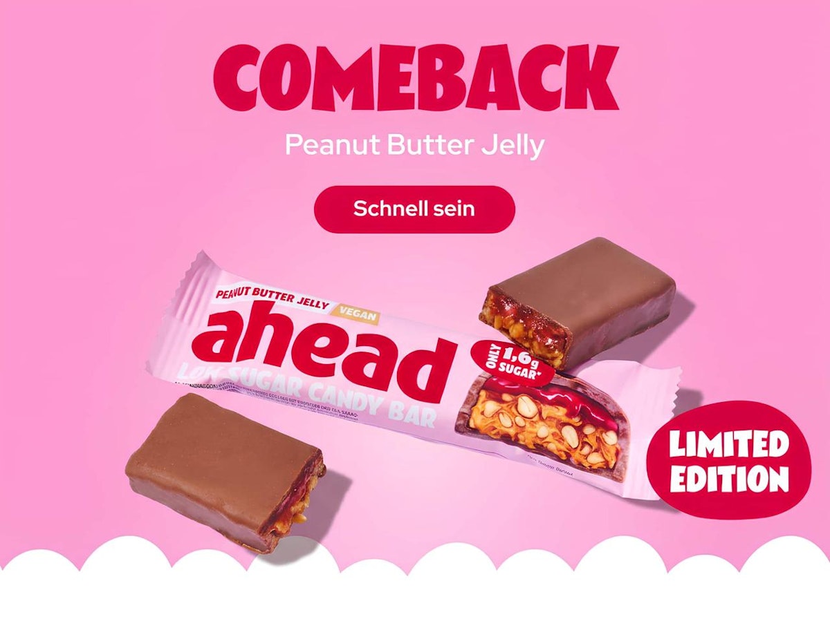 ahead Low Sugar Candy Bar "Peanut Butter Jelly" (16 x 35g)