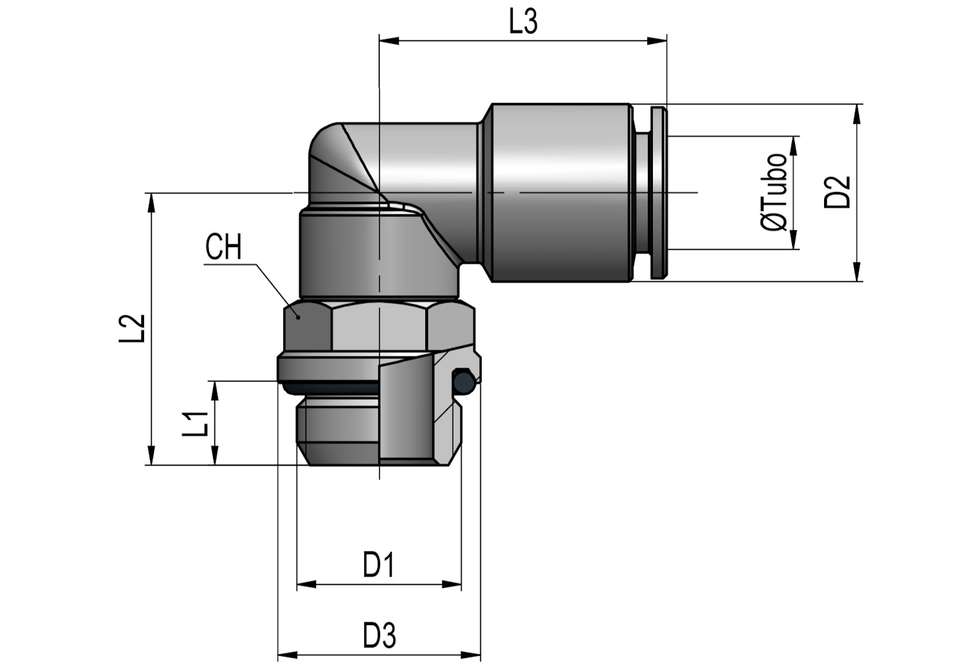 Parallel Swivelling Elbow Fitting, male - MA16 | Cmatic