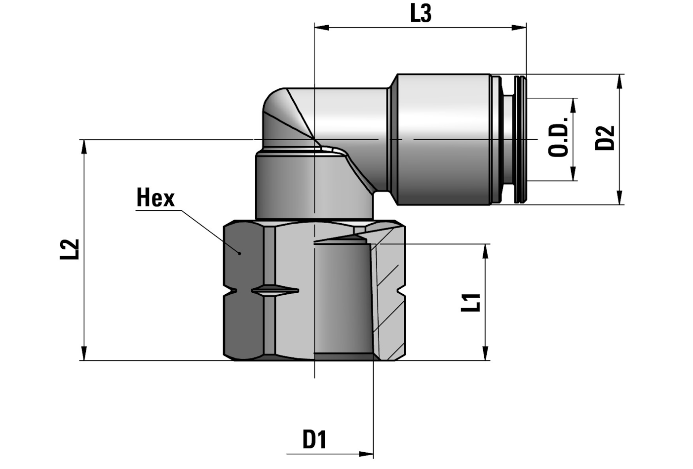 Swivelling Elbow fitting, female - PN17 | Cmatic