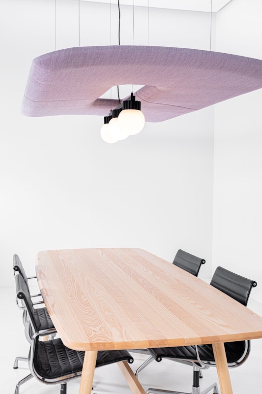 BuzziZepp LED, suspended acoustic shell with light | BuzziSpace