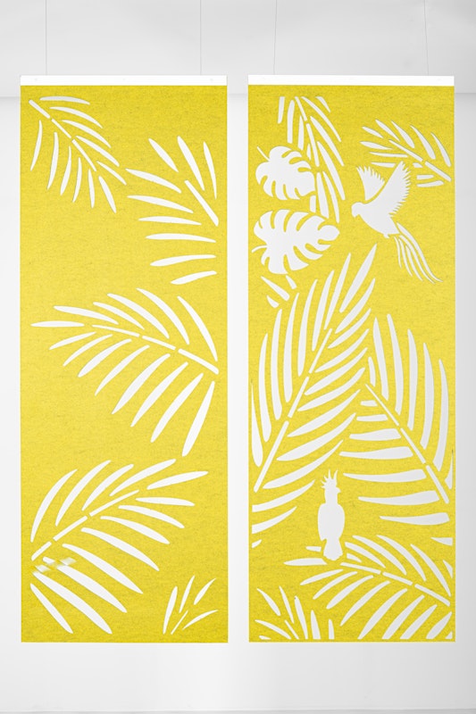 BuzziFalls, a playful hanging room divider | BuzziSpace