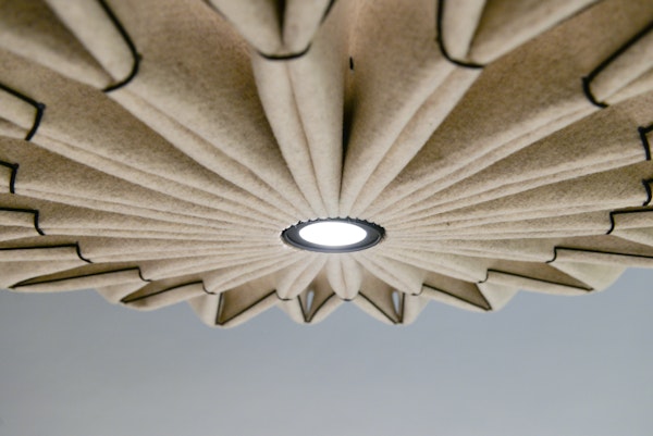 BuzziPleat Light, sculptural acoustic pendant lighting | BuzziSpace