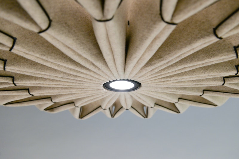 BuzziPleat Light, sculptural acoustic pendant lighting | BuzziSpace