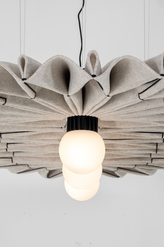 BuzziPleat Light, sculptural acoustic pendant lighting | BuzziSpace