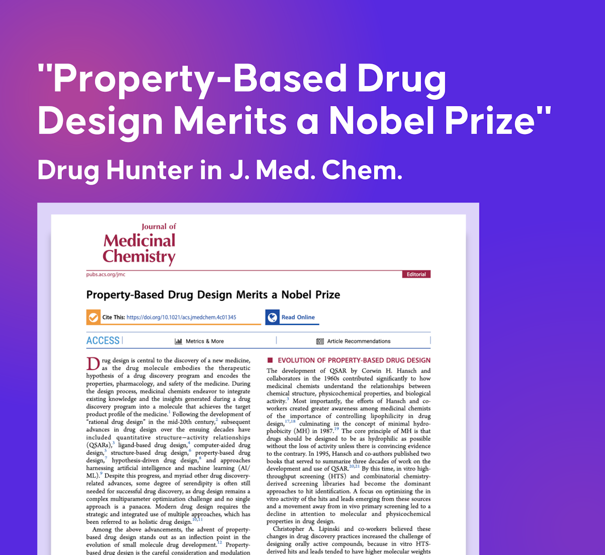 Property-Based Drug Design Merits a Nobel Prize