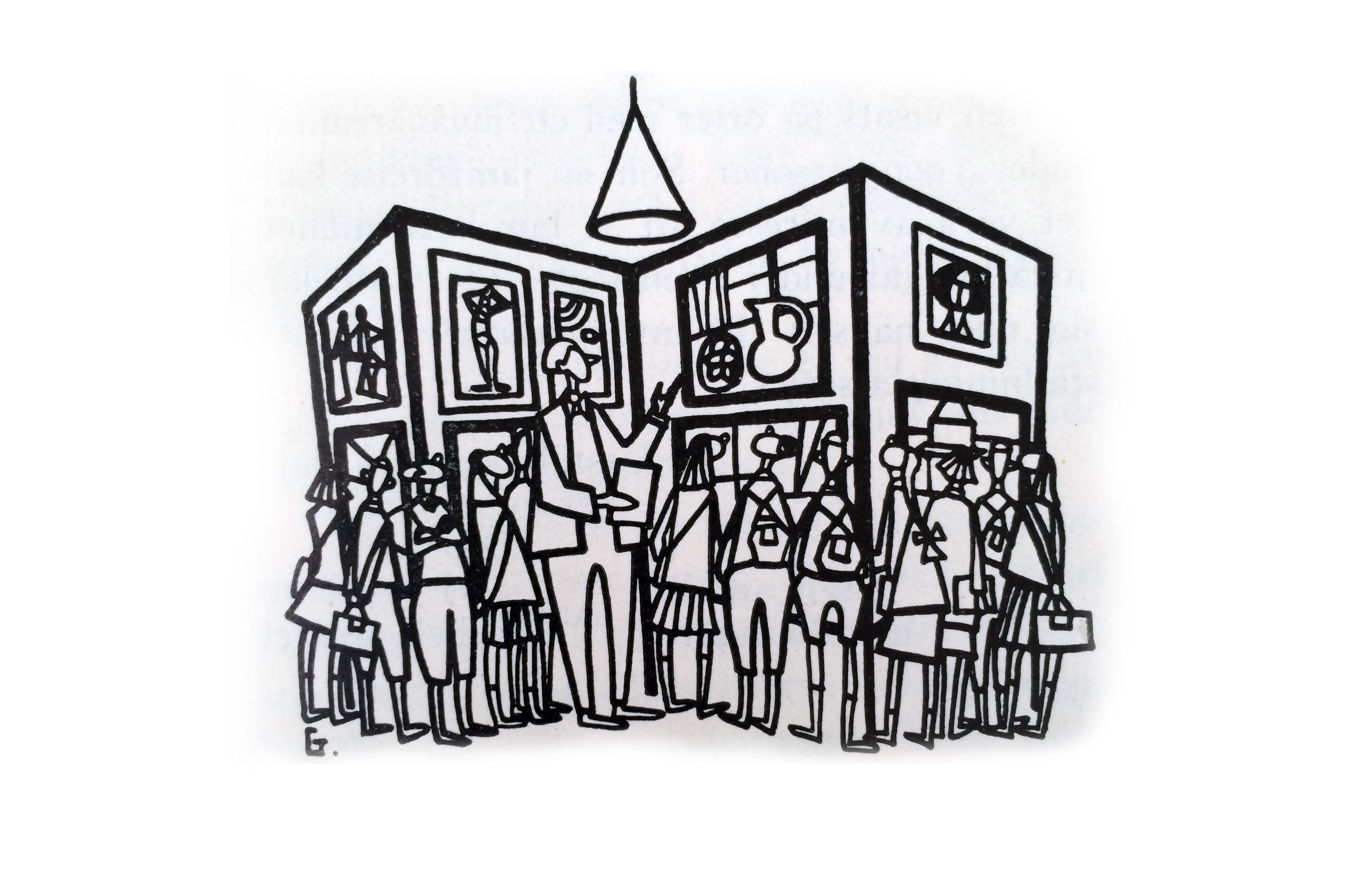 Crowded Elevator Drawing