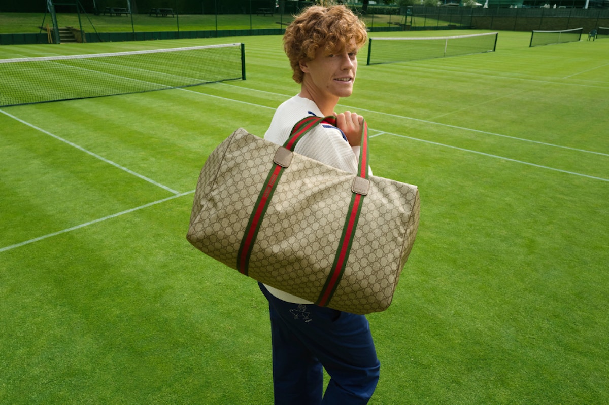 Gucci Outfits Jannik Sinner with Custom Duffle for Wimbledon