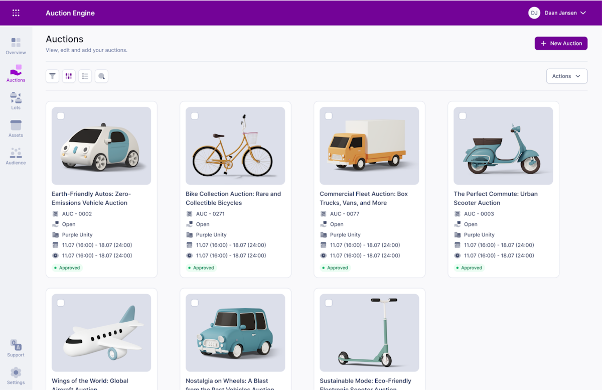 Auction Engine - Purple Unity