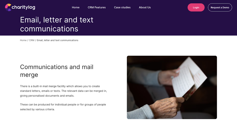 Mail merged letters, emails and texts | Charitylog