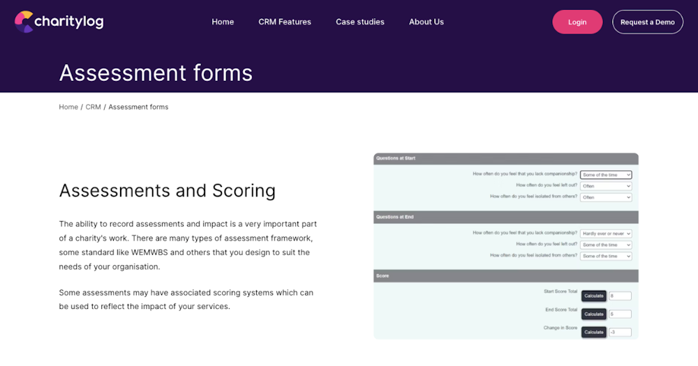 Create your own assessments and outcomes scoring systems