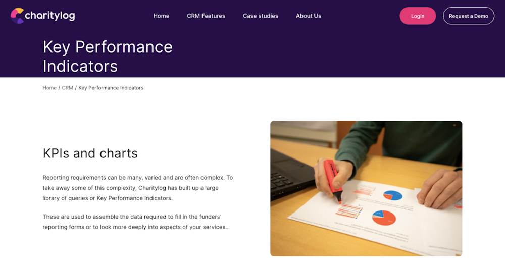 Charitylog Key Performance Indicator reporting | Charitylog