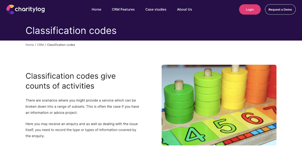 Classification codes provide counts of activities