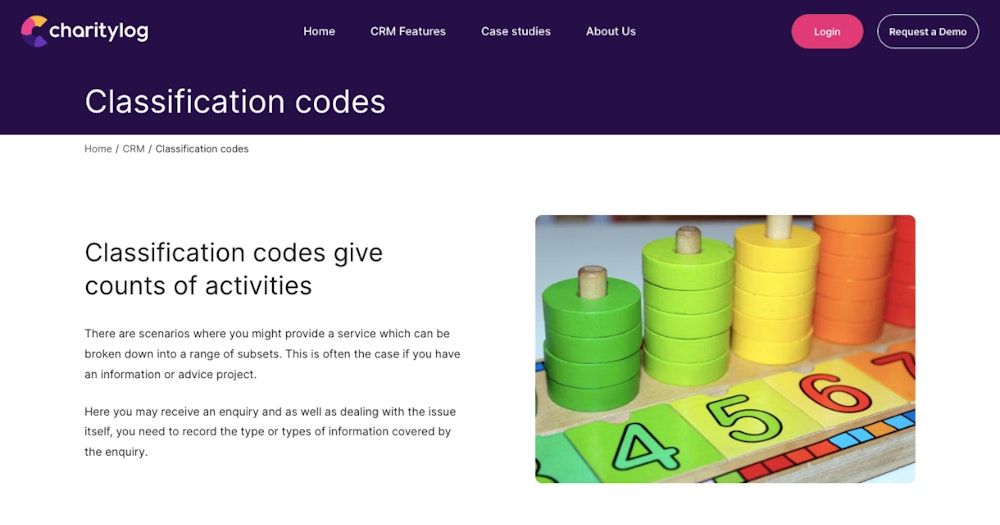 Classification codes provide counts of activities