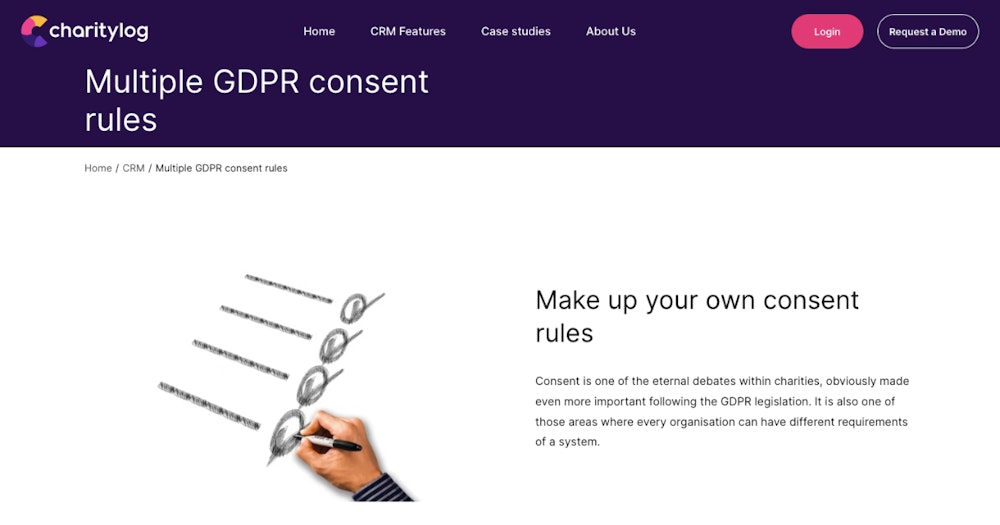 Multiple GDPR consent rules | Charitylog