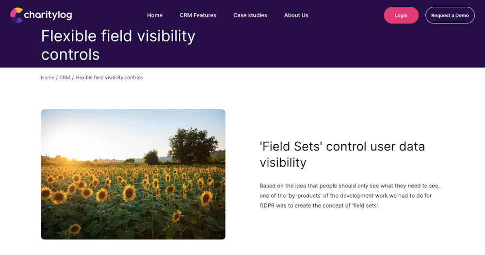 Flexible field visibility controls | Charitylog