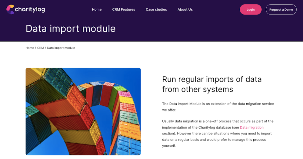 Data import module | Charitylog