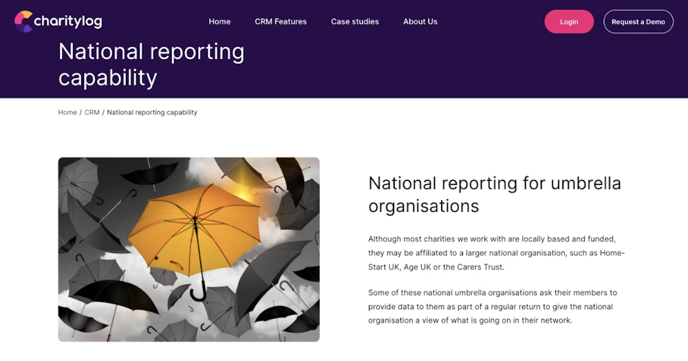 National reporting capability for affiliated charities