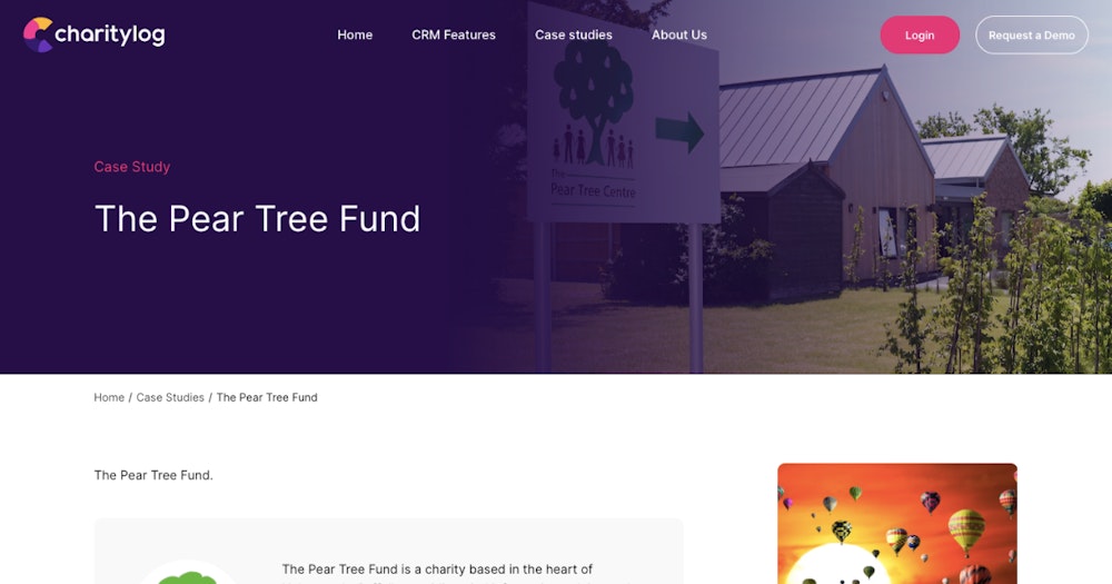 The Pear Tree Fund - Charitylog case study | Charitylog